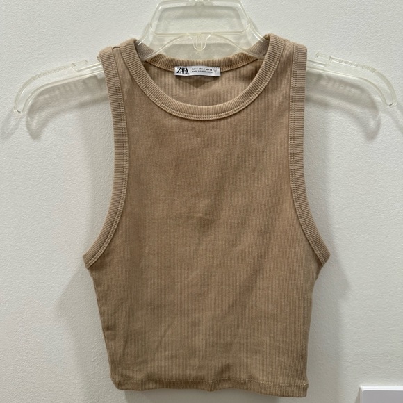 Zara | Tops | Zara Beige Basic Everyday High Neck Tank | Poshmark